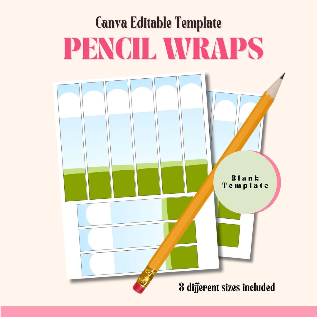 Pencil Wrap Template Canva Bundle - Editable Pencil Label Design for ...