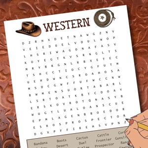 Western Word Search, Cowboy Birthday or Rodeo Party Game, Wild West ...