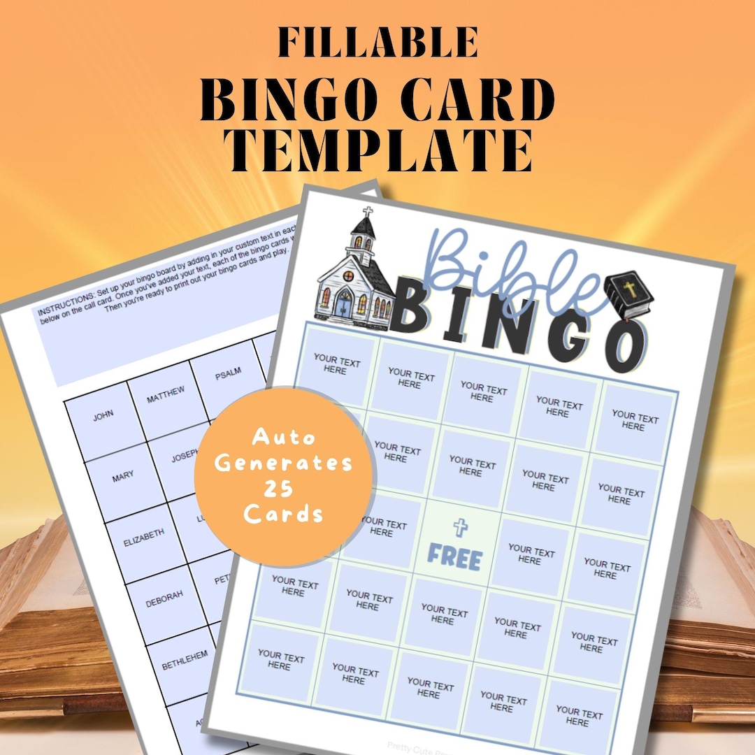 Blank Bible Bingo Template Editable PDF - Create Custom DIY Bible Bingo ...