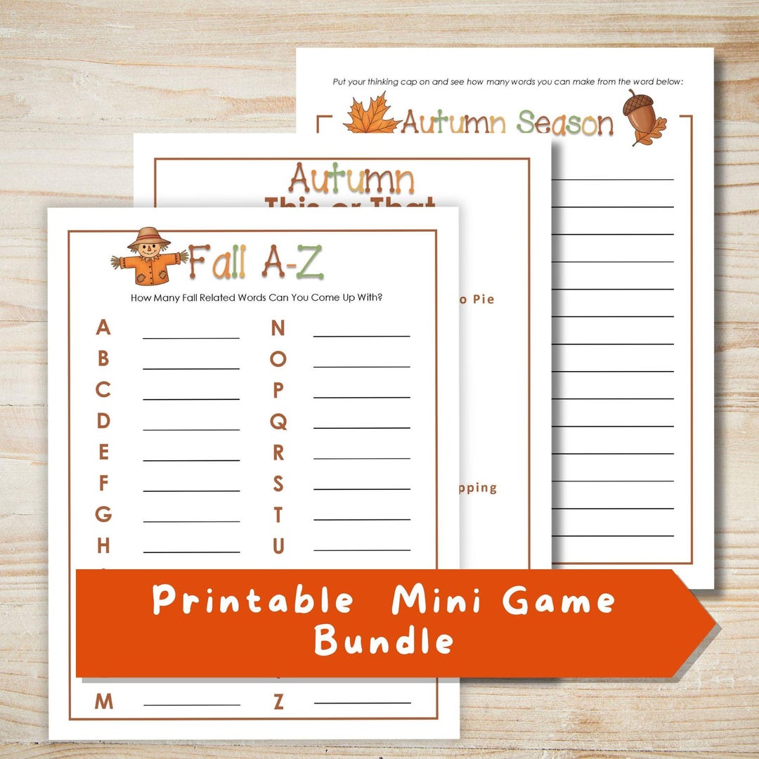 Fall Group Games Printable, 3 Fun Autumn Word Game Bundle for Kids ...