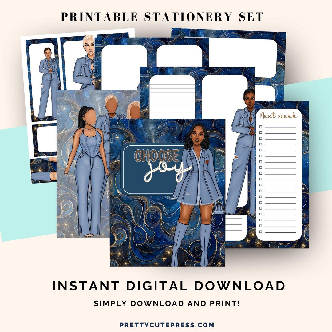 Printable Stationery Set - African American Mix and Match Journal ...
