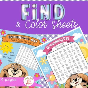 Find and Color Groundhog Day Word Search Puzzles No Prep Fun Activity ...