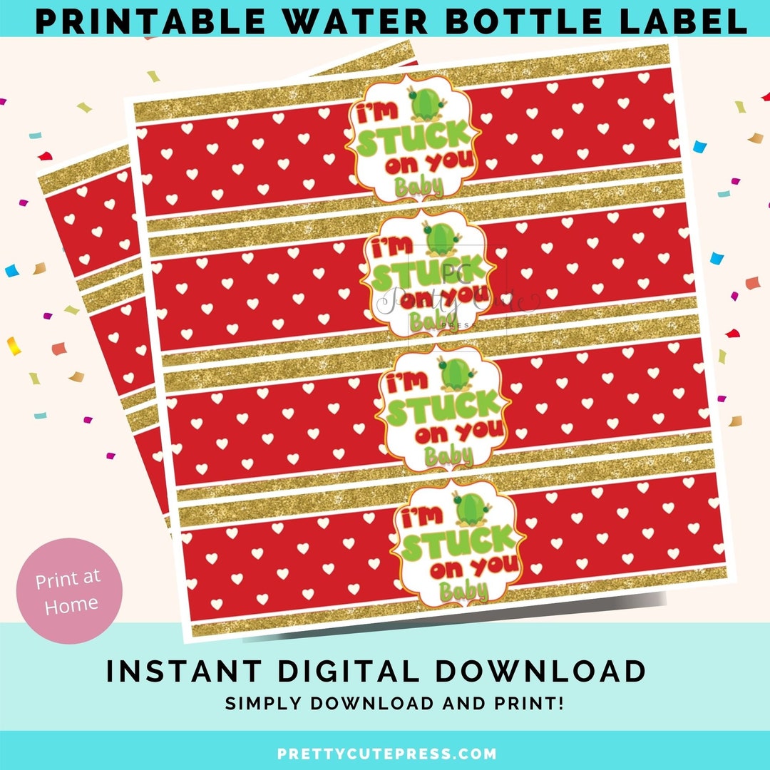 Valentines Day Water Bottle Labe, Party Favor, Party Decor, Drink ...