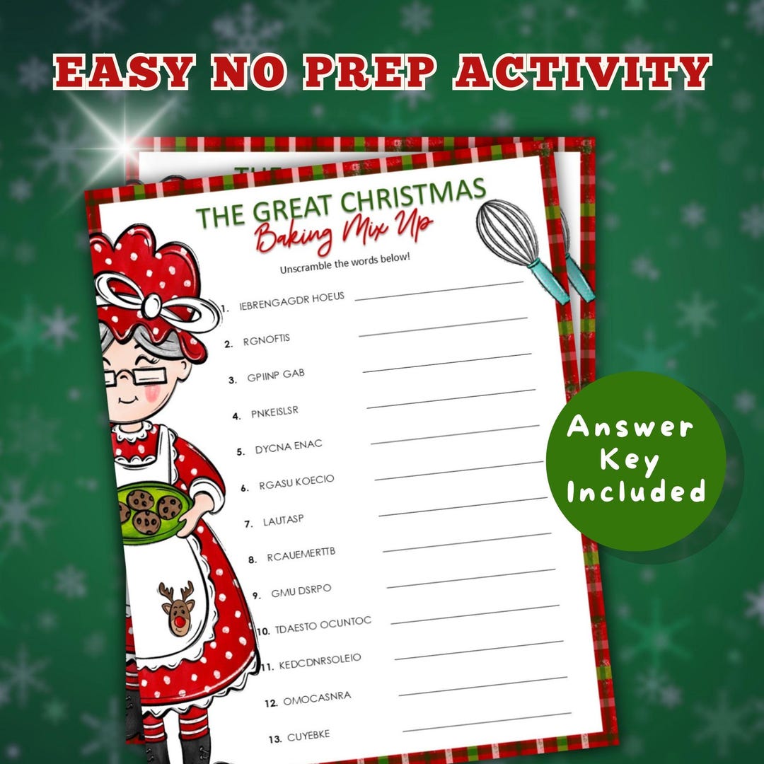 Christmas Cookie Word Scramble, Easy Cookie Exchange Game, Fun Holiday ...