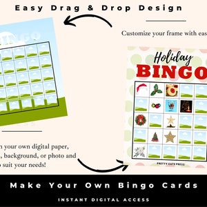 Bingo Card Template, DIY Custom Bingo Canva Frame, Printable Game Board ...