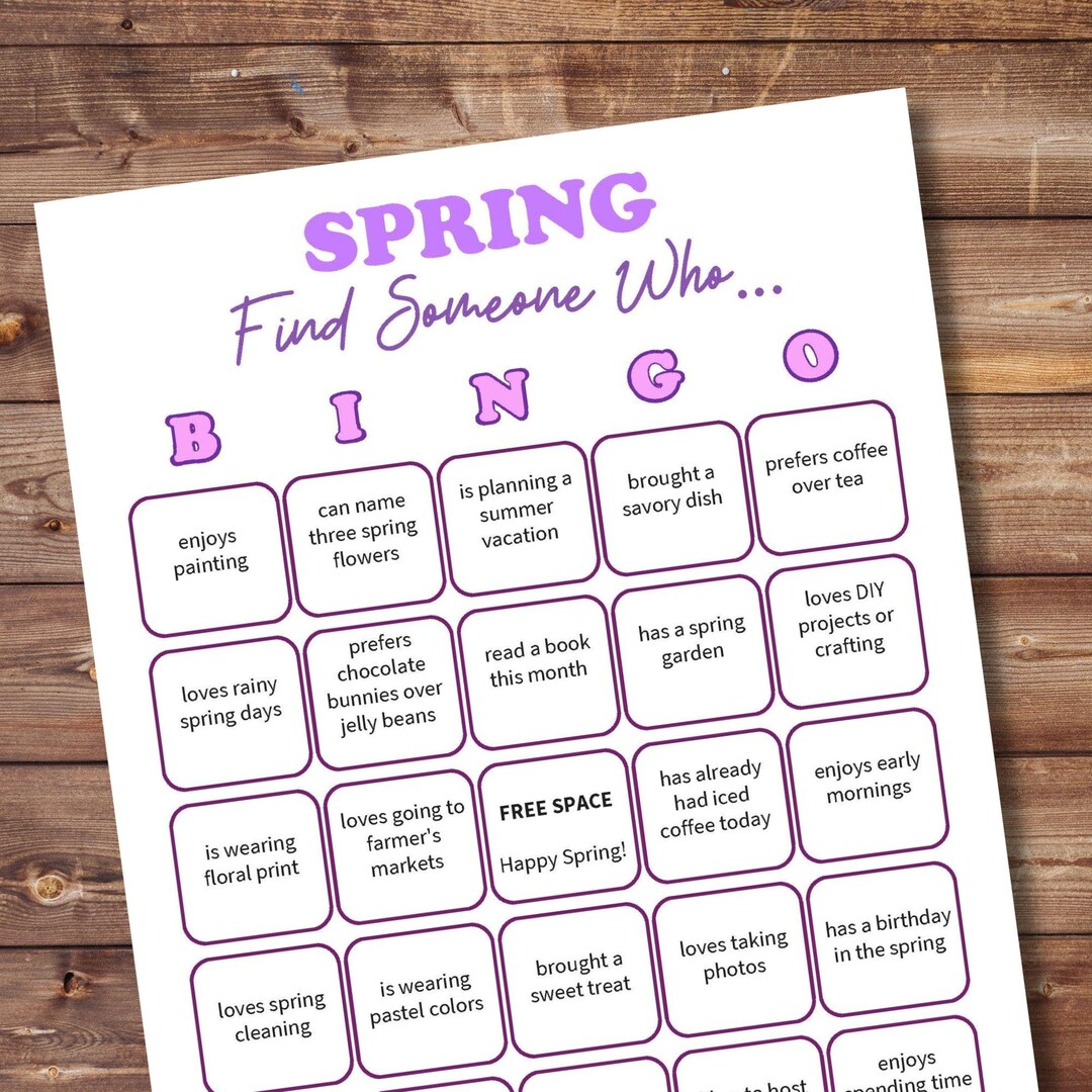 Spring Find Someone Who Game - Human Bingo Ice Breaker for Women’s ...