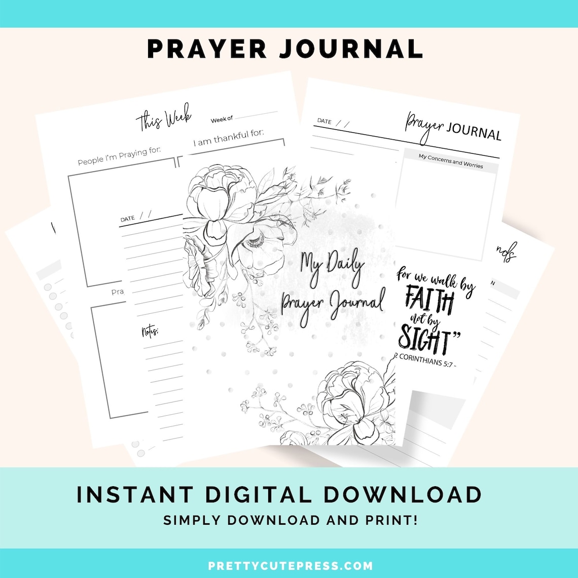 Printable Prayer Journal for Women Daily Prayers Log - Etsy