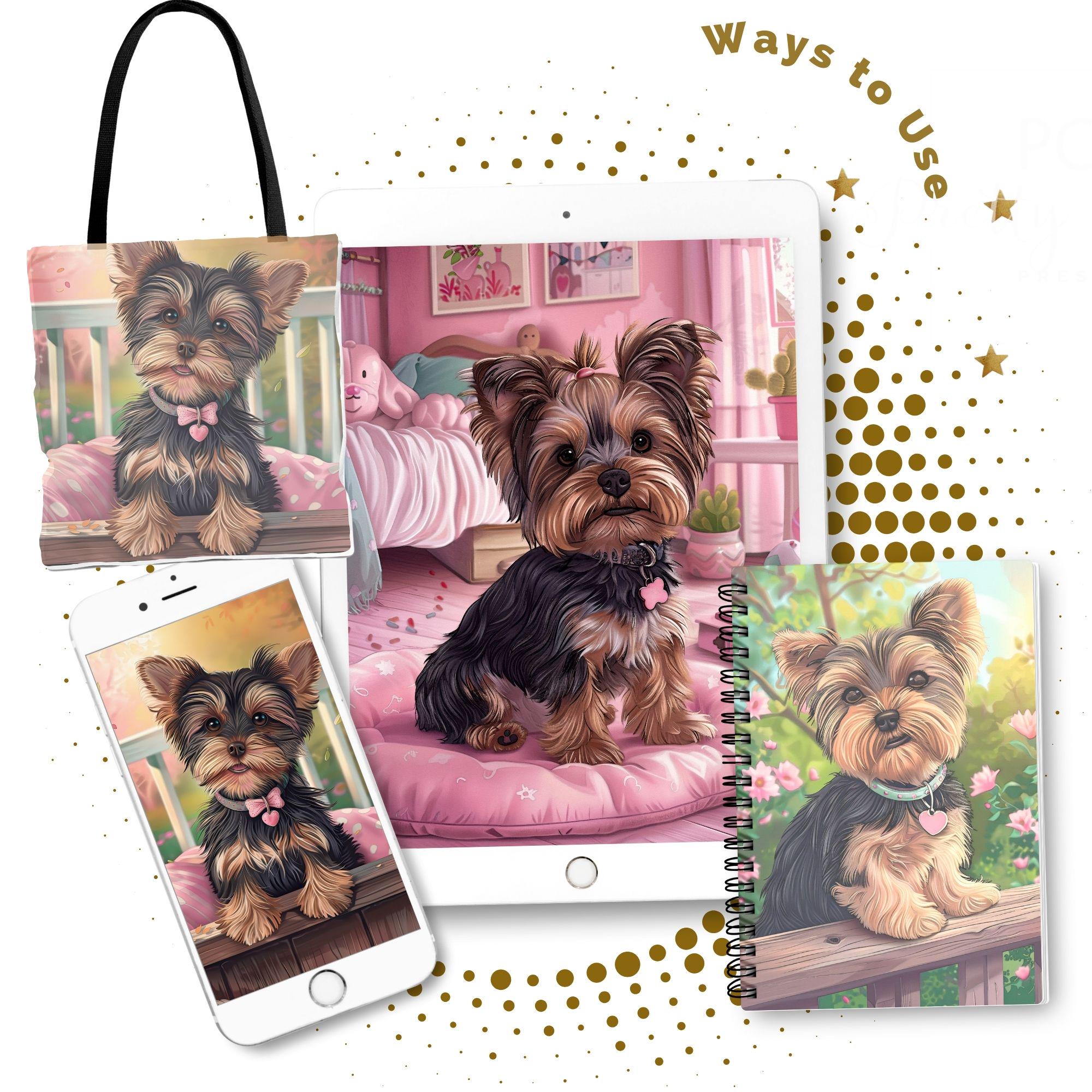 Yorkie Dog Printable Dashboards | Cute Yorkshire Terrier Art | 8.5x11 ...