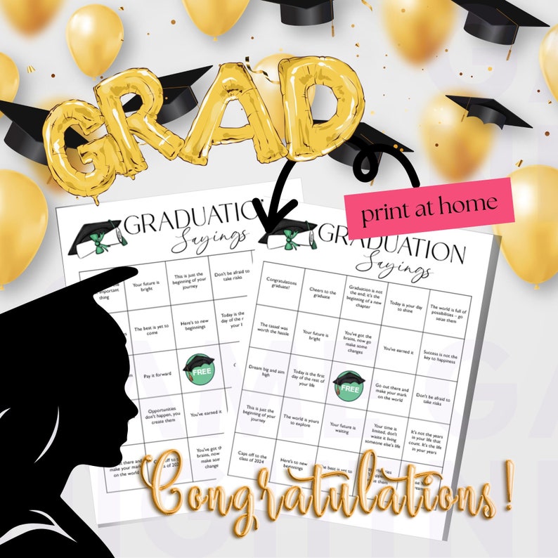 Graduation Bingo Card, Popular Sayings Bingo Game Template, Printable ...
