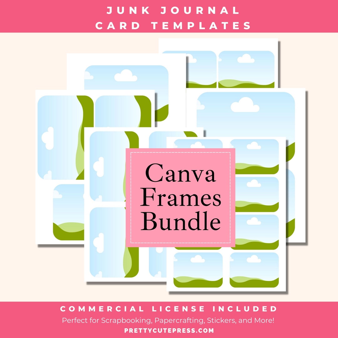 Junk Journal Cards Template Bundle, Custom Canva Frame, DIY Digital ATC ...