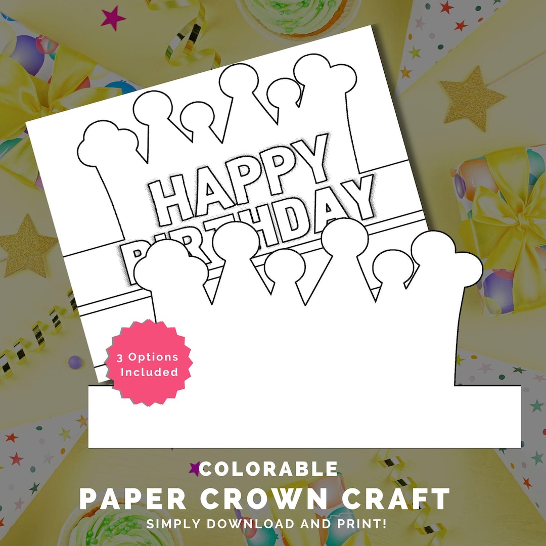 Birthday Crown Paper Hat - Kids Cut & Paste Headband Craft Activity ...