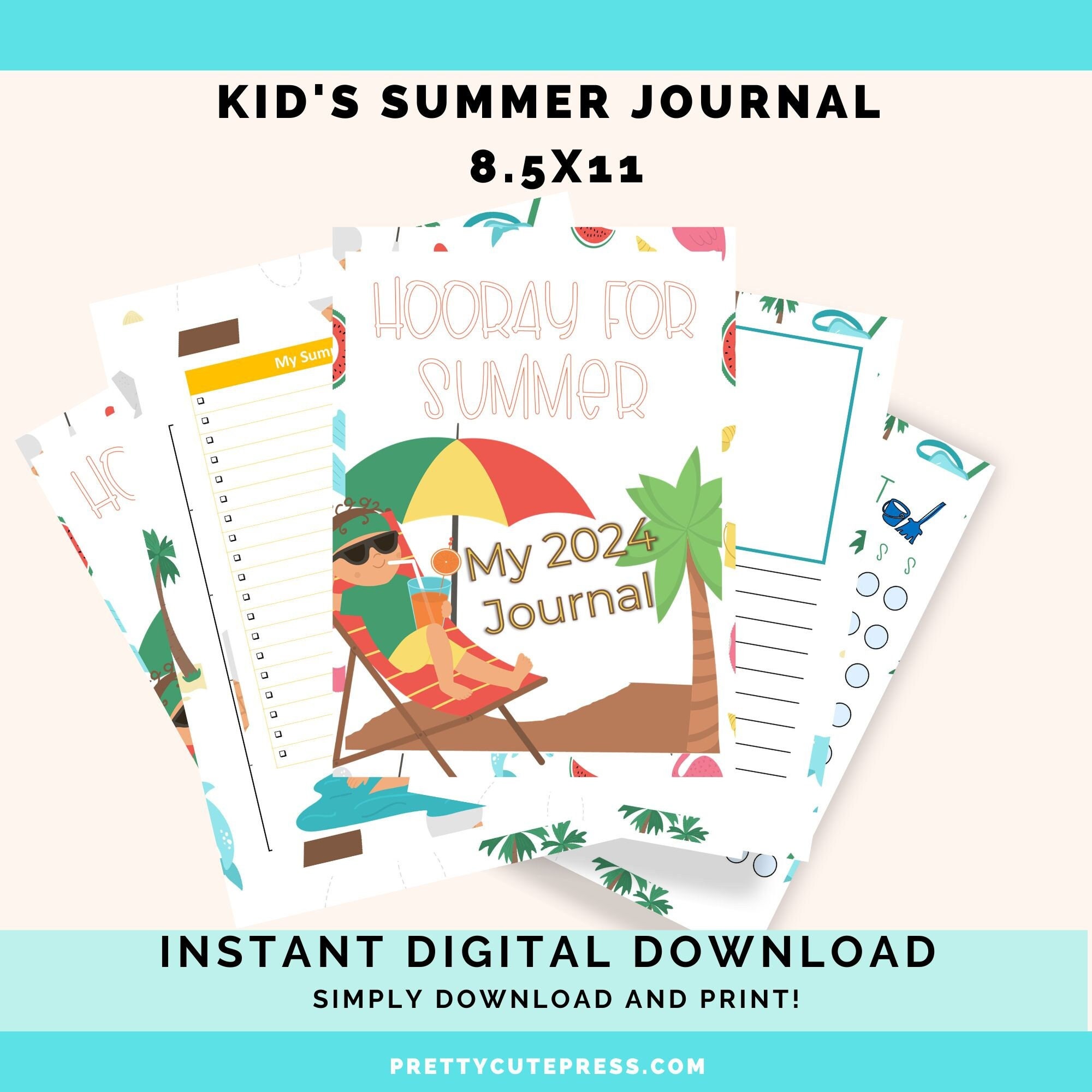 Kids Summer Journal, Printable Summer Break Journaling Pages, Children ...