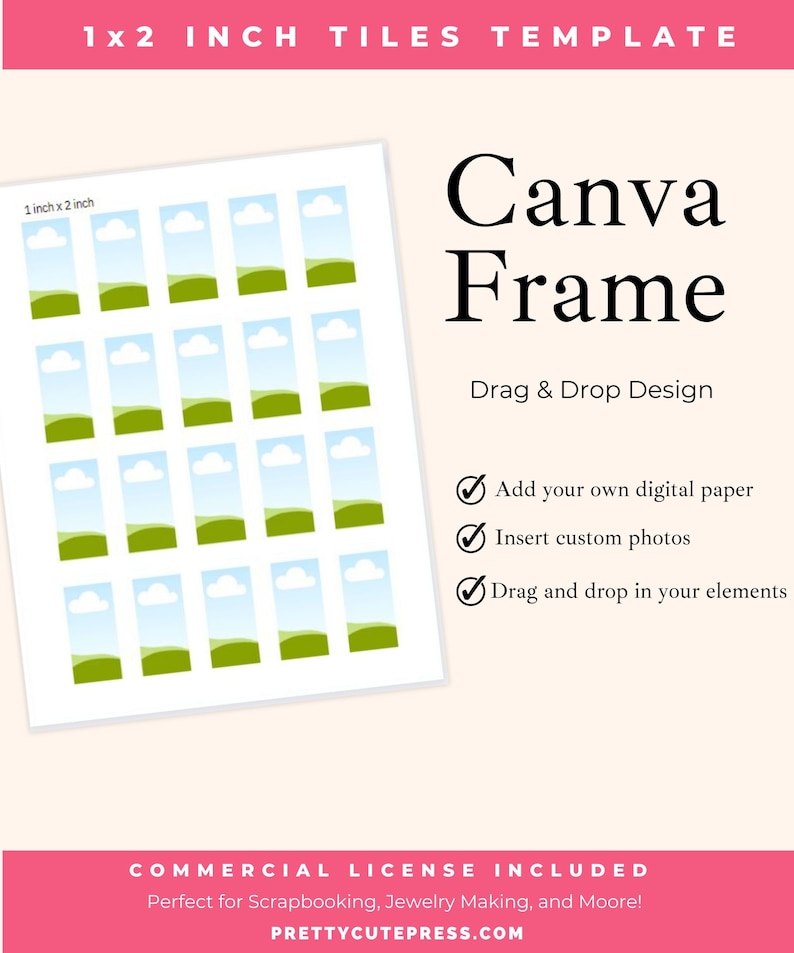1x2 Square Tile Template, Custom Canva Frame, Blank Drag and Drop Your ...