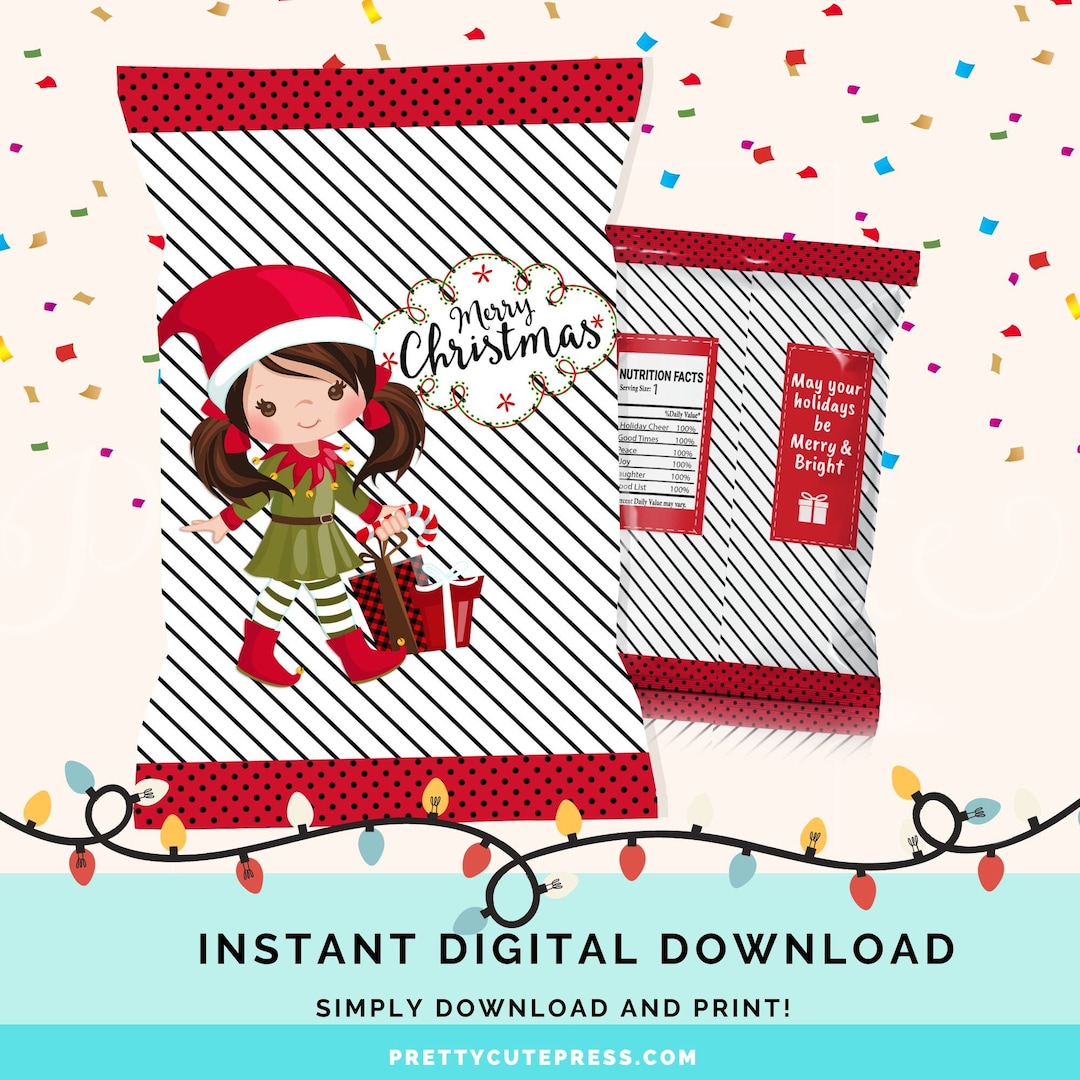 Children's Christmas Goodie Bag Printable Chip Bag - Etsy