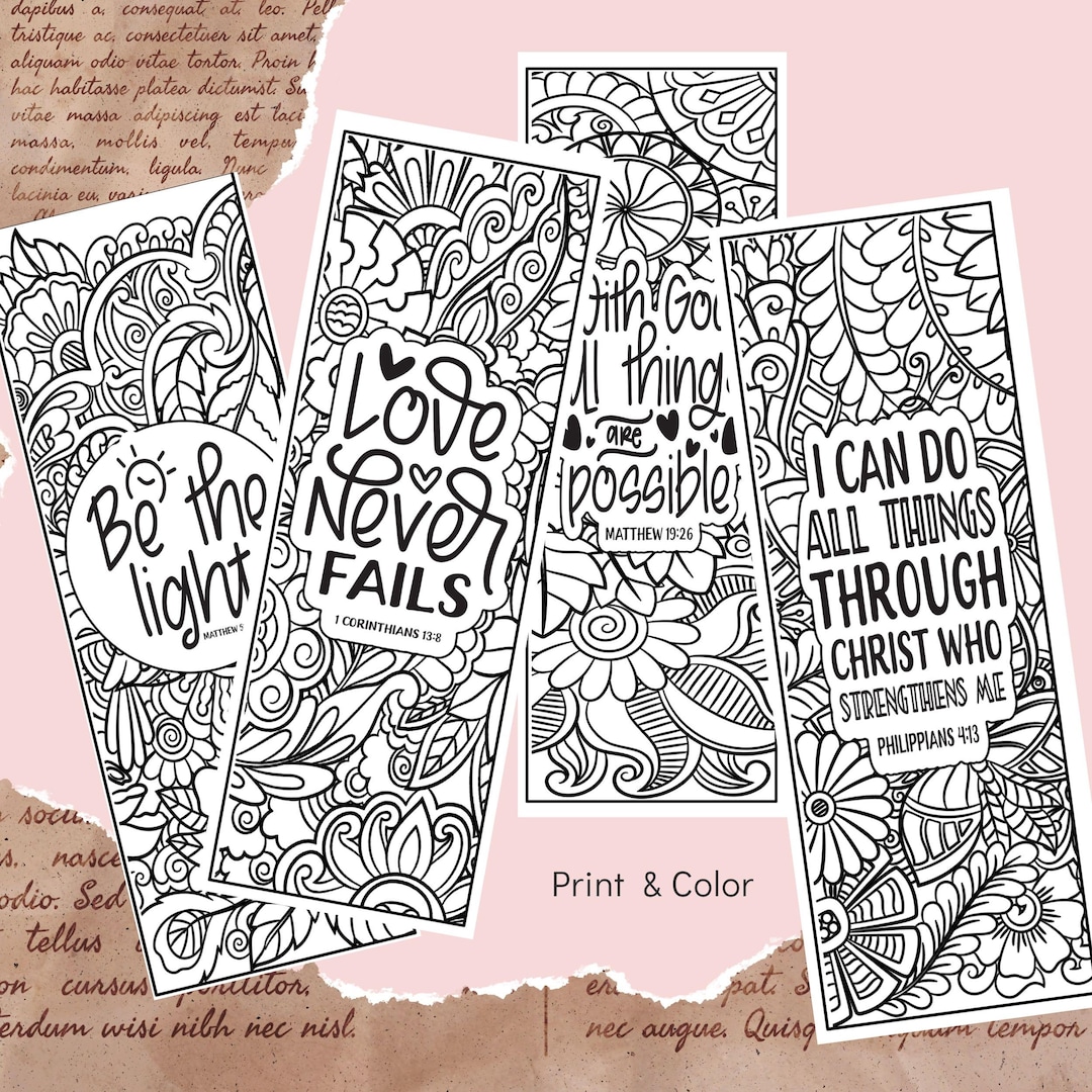 Printable Christian Coloring Bookmarks | Bible Verse Floral Bookmarks ...