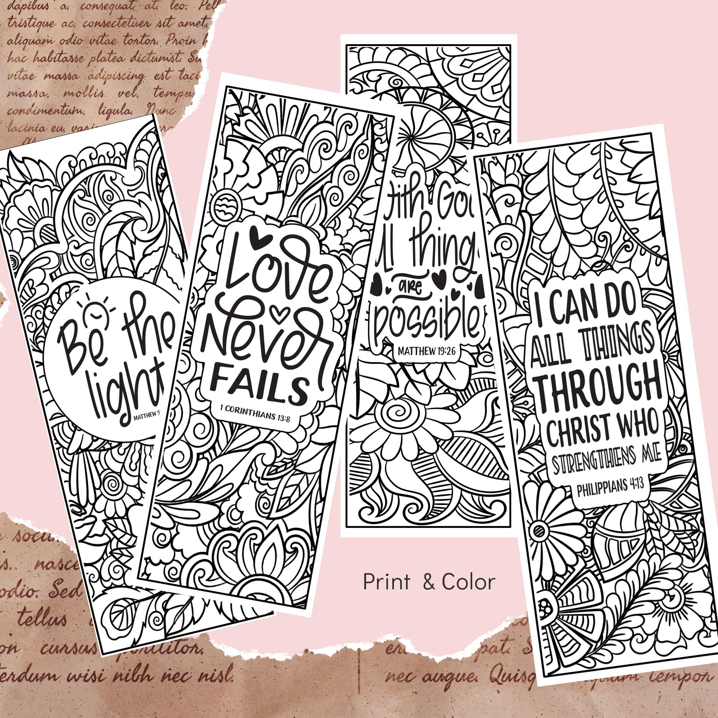 Printable Christian Coloring Bookmarks | Bible Verse Floral Bookmarks ...