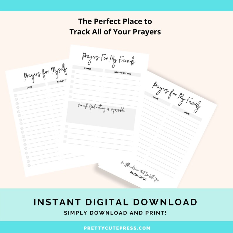 Prayer Journal Printable Daily Prayers Notebook Christian | Etsy