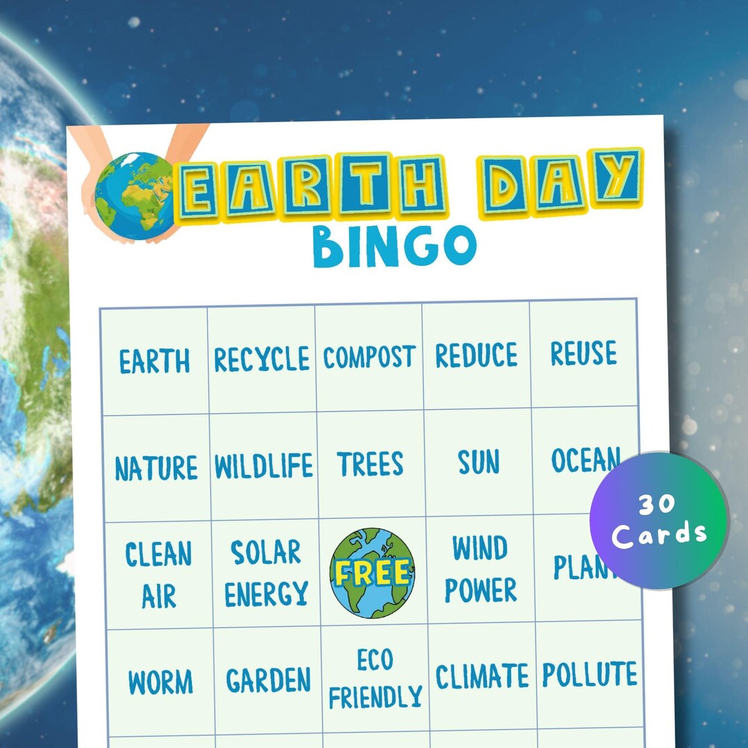 Earth Day Bingo Card, Fun Educational Printable Game for Kids Classroom ...