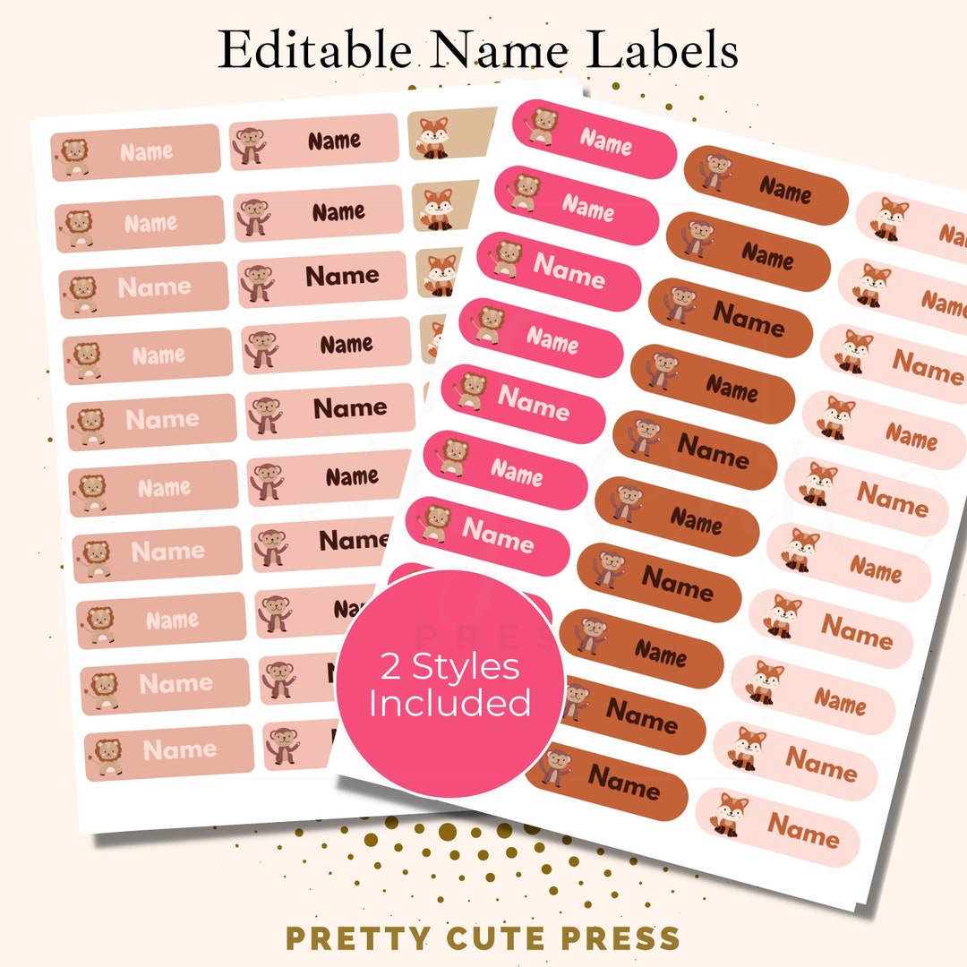 School Supply Name Labels - Fully Editable in Canva for Home & School ...