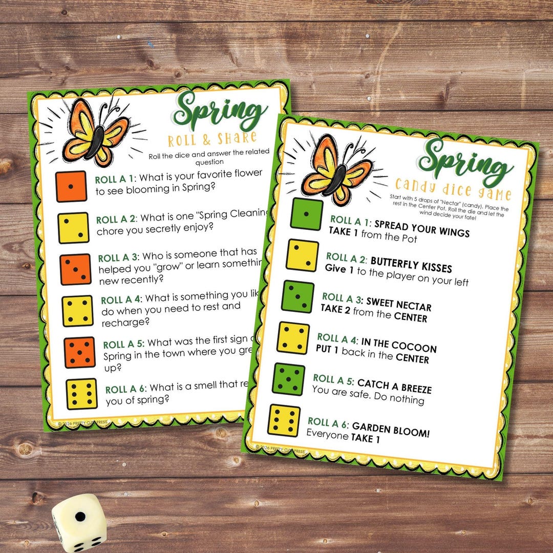 Spring Candy Dice Game Bundle, Easy Easter Party Activity Idea for ...