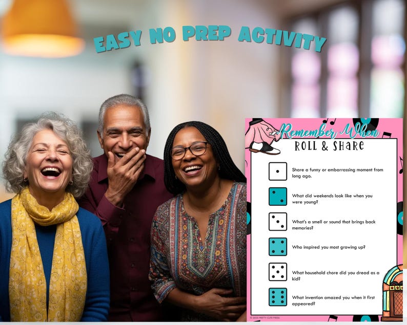 Dice Game for Seniors, Remember When Reminiscing Conversation Starter ...