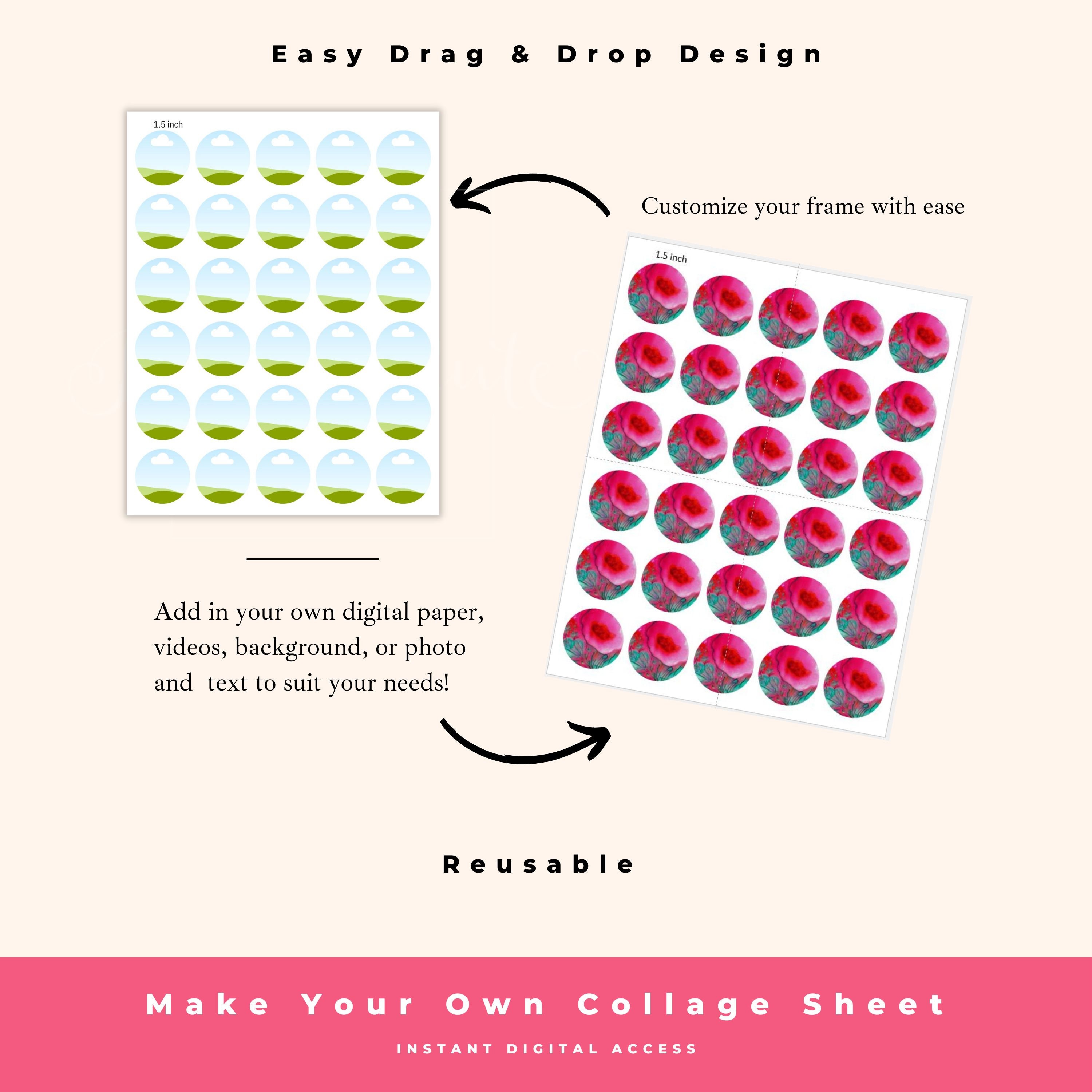 3" Round Circle Template Custom Canva Frame DIY Blank Collage Sheet for ...
