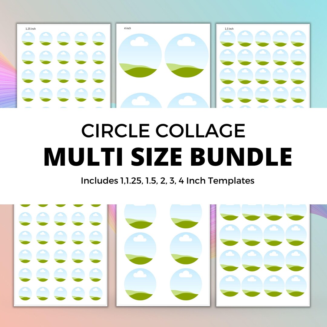 Circle Collage Sheet Template Bundle, Custom Canva Frame, Inchies ...
