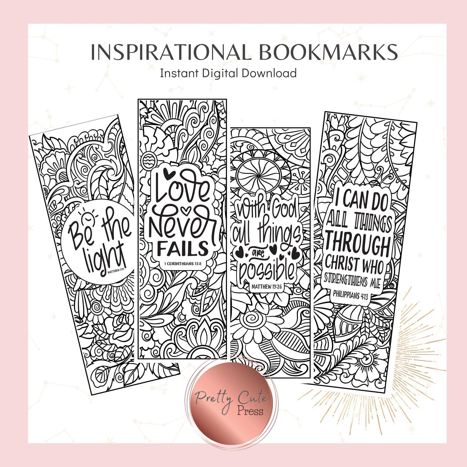 Printable Christian Coloring Bookmarks | Bible Verse Floral Bookmarks ...