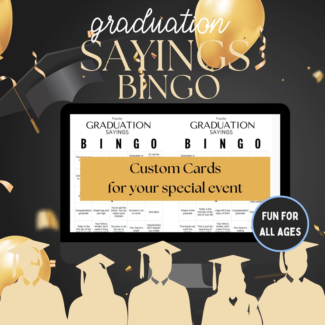 Graduation Bingo Card Generator, DIY Popular Sayings Bingo Game ...