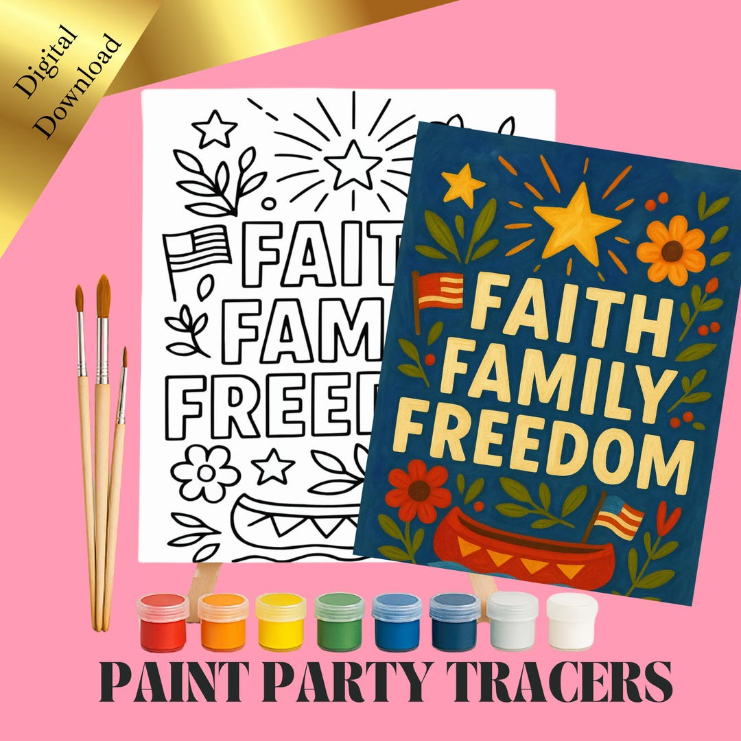 Paint Party Printable DIY Tracer Patriotic | Summer Art Template for ...