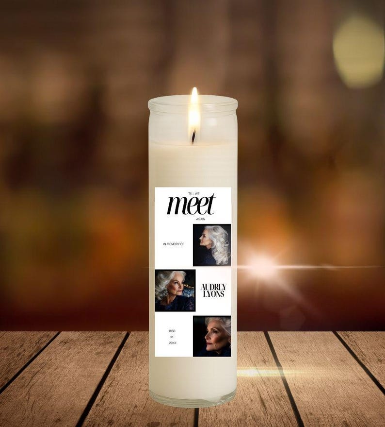 Memorial Candle Label Canva Template, Till We Meet Again Tribute Design ...