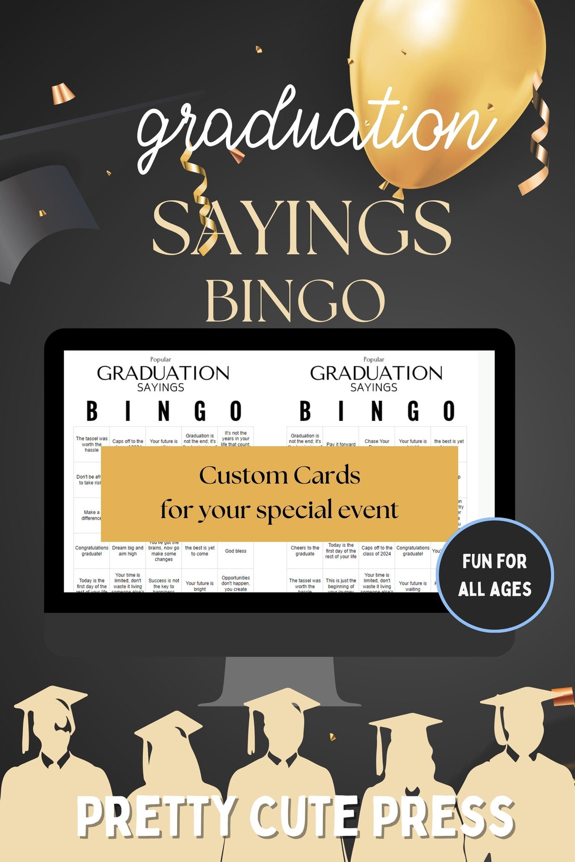 Graduation Bingo Card, Popular Sayings Bingo Game Template, Printable ...