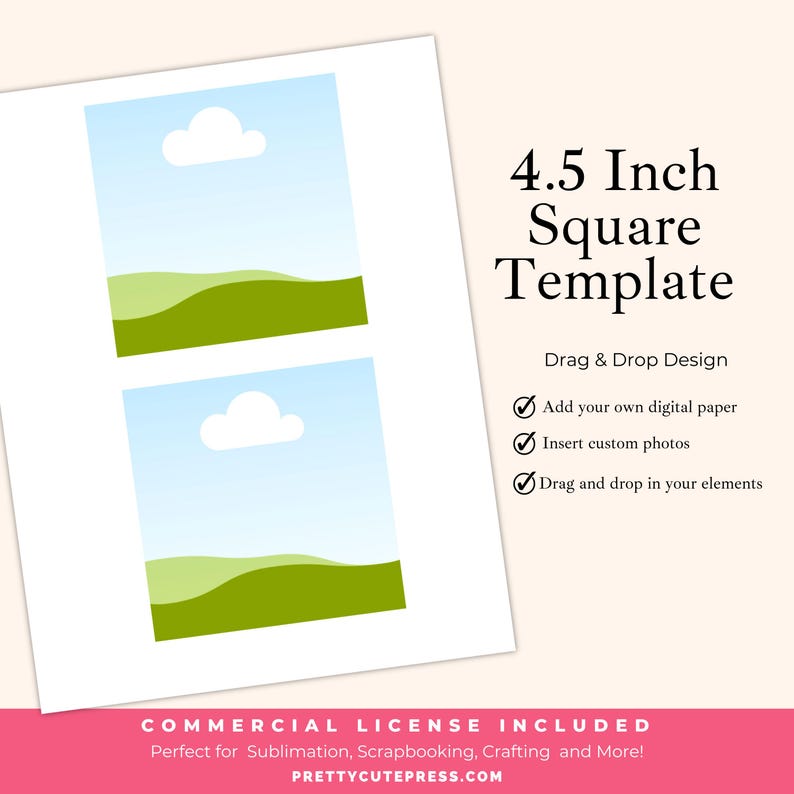 4.5 Inch Square Blank Fillable Canva Frame Template - Easily Drag and ...