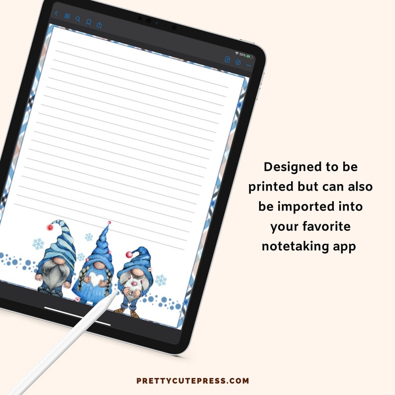 Gnomes Printable Stationery Bundle, Letter Writing Paper Sheets Set ...