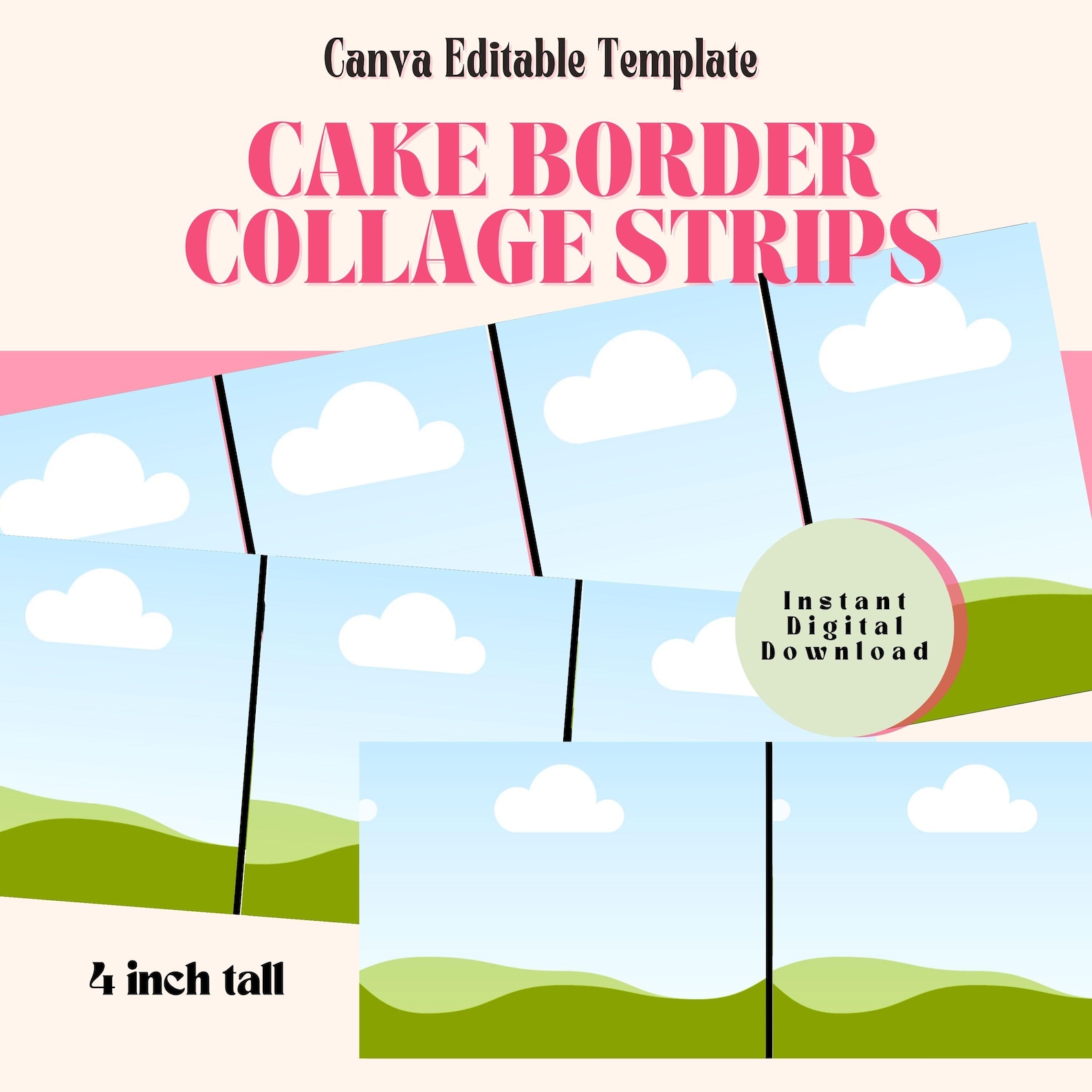 Create Your Own Photo Collage Strips DIY Customizable Cake Border Canva ...