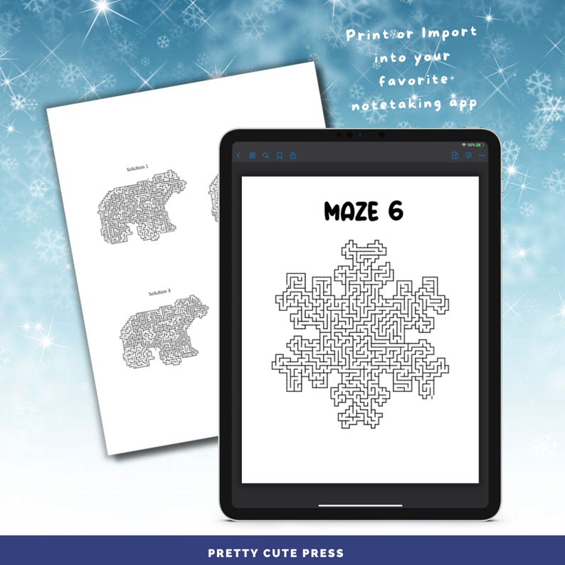 Printable Mazes Winter Themed for Adults and Teens, Complex Puzzle ...