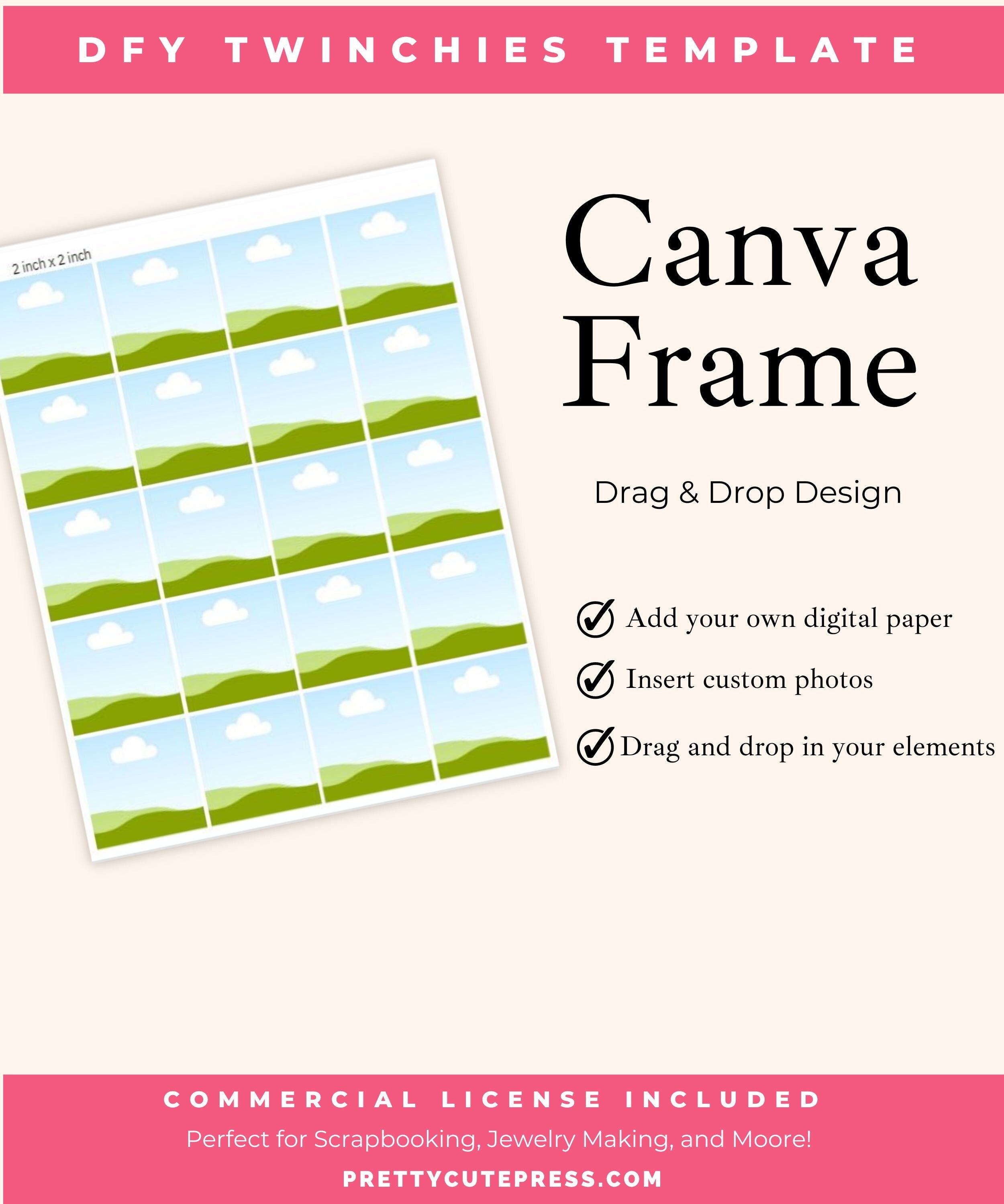 2x2 Square Tile Template, Twinchies Canva Frame, Drag and Drop Your ...