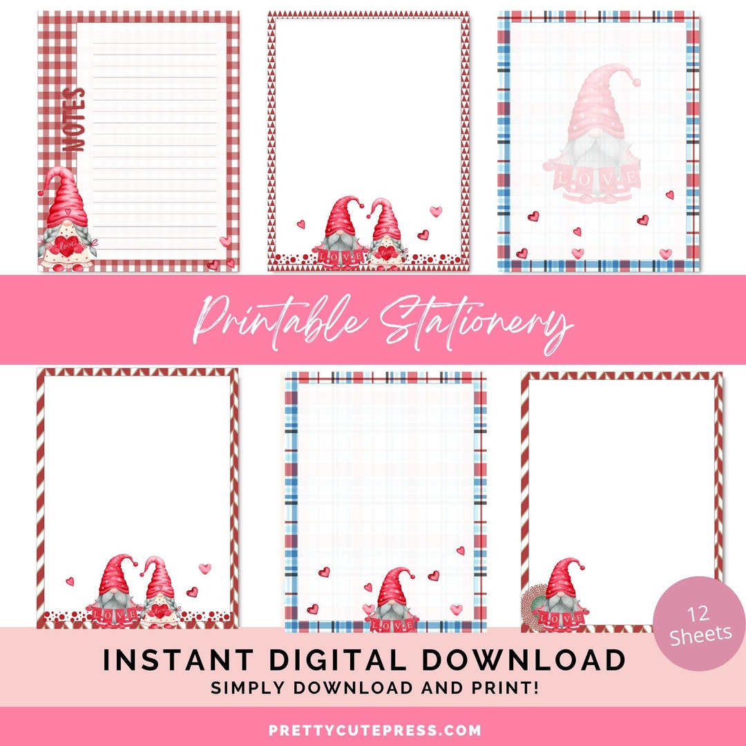 Gnomes Printable Stationery Bundle, Letter Writing Paper Sheets Set ...