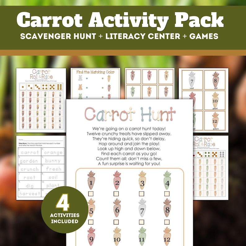 Carrot Scavenger Hunt Printable, Spring Write the Room Activity ...