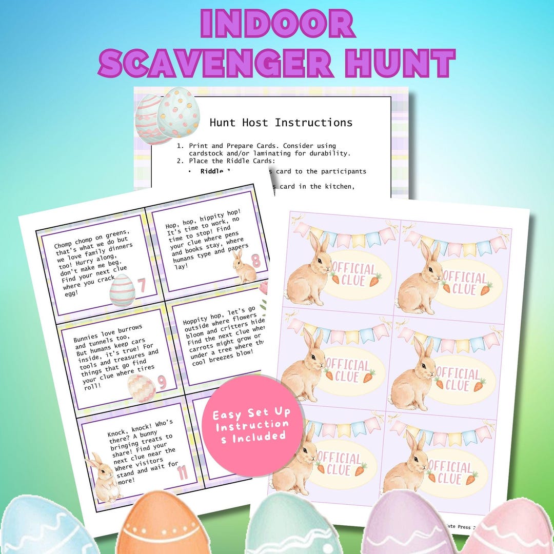 Easter Treasure Hunt -indoor Around the House Scavenger Search for Kids ...