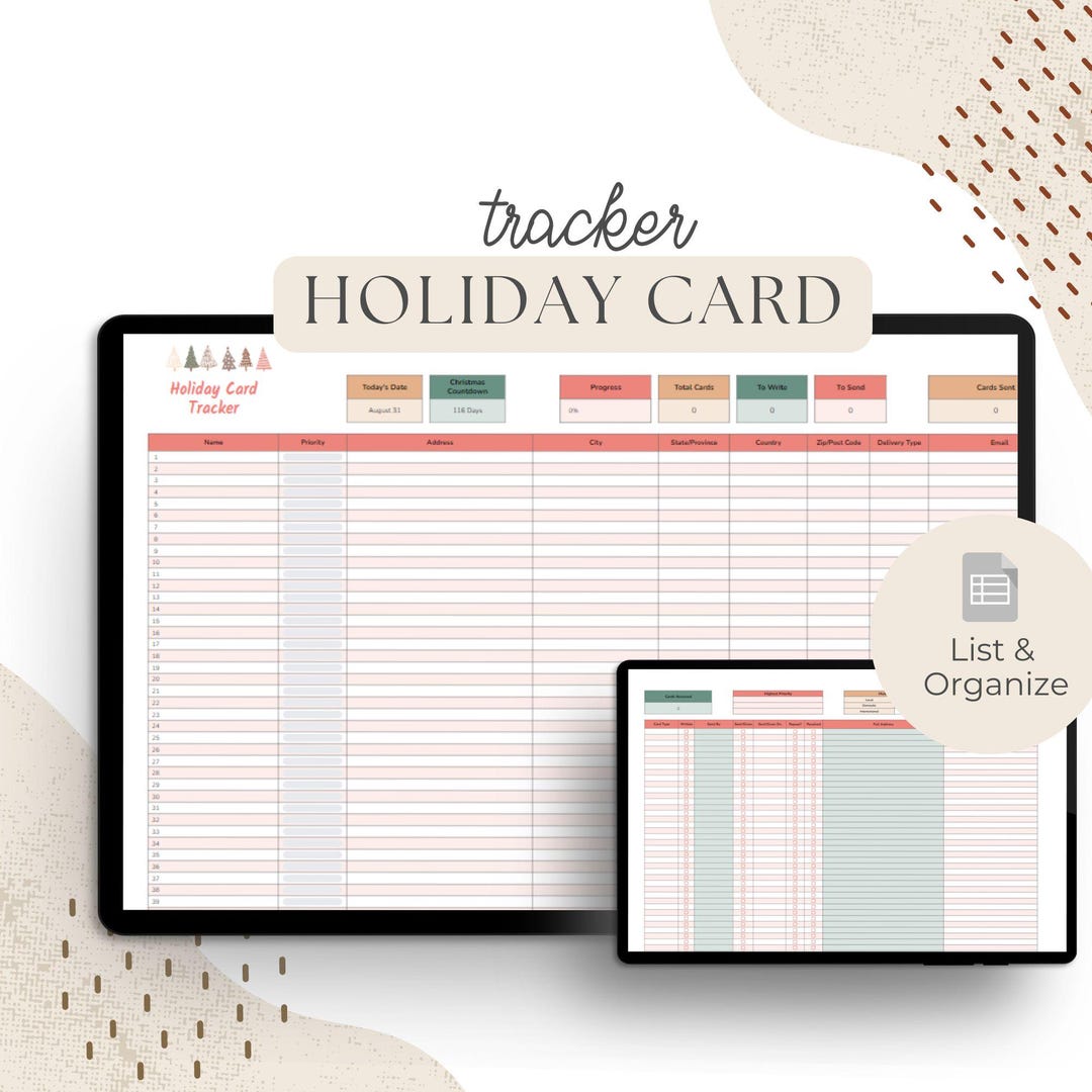 Christmas Card Tracker Spreadsheet- Easily Track & Organize Your ...