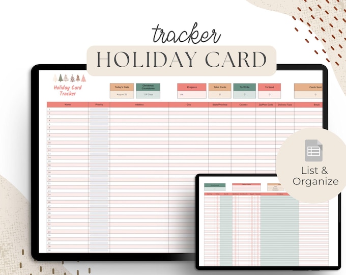 Christmas Card Tracker Google Sheets Spreadsheet, Christmas Card List ...
