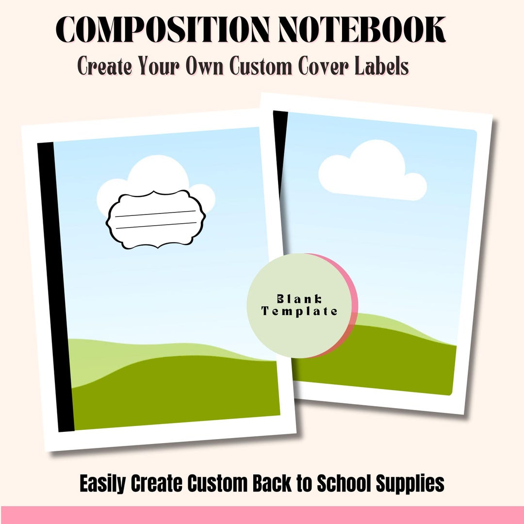 Composition Notebook Cover Canva Editable Blank Template for Back to ...