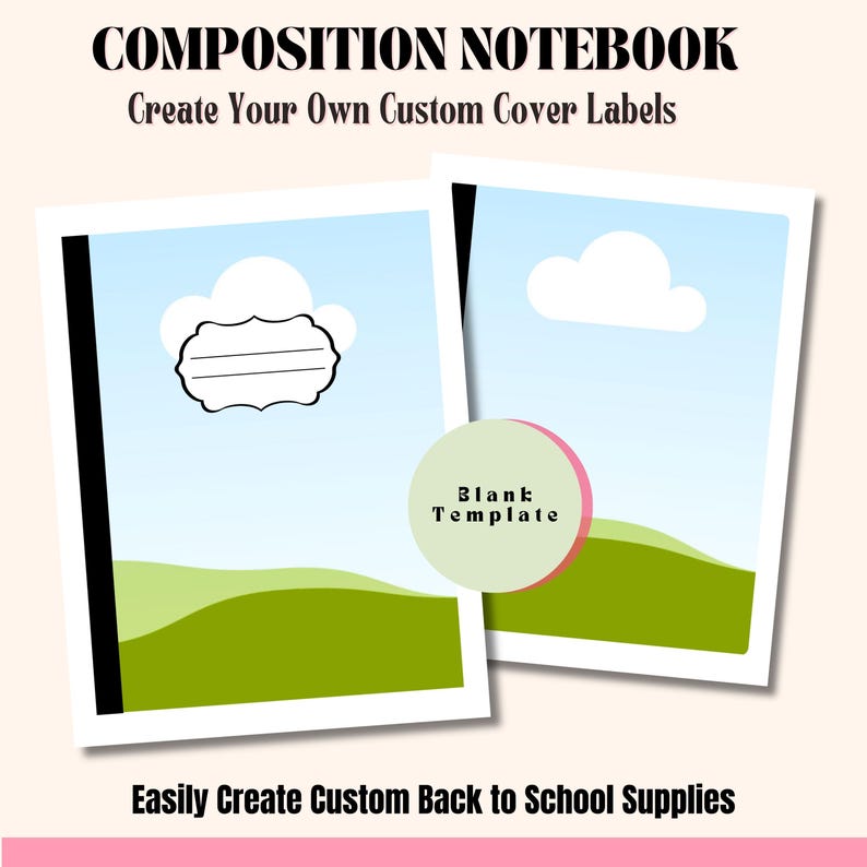 Composition Notebook Cover Canva Editable Blank Template for Back to ...