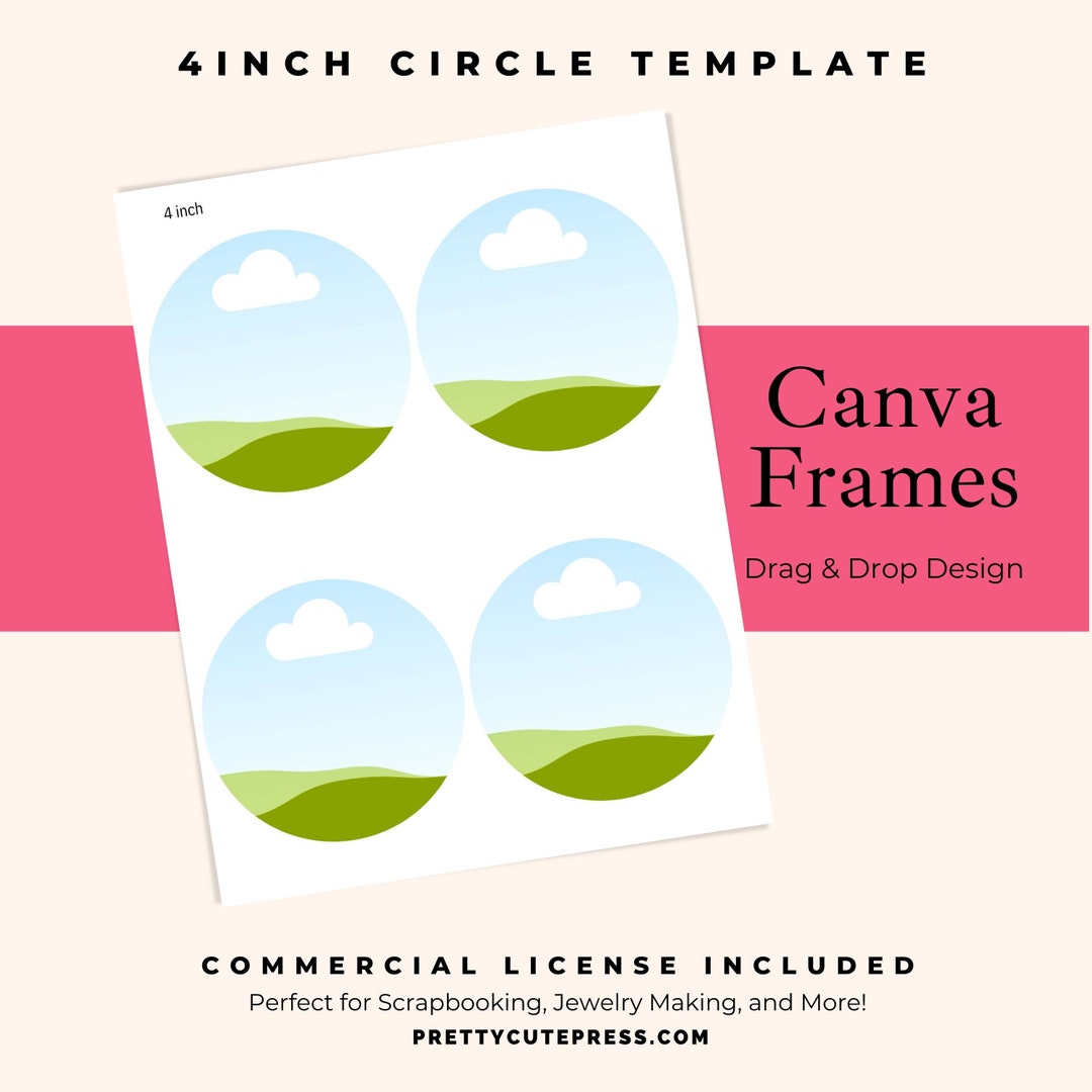 4" Round Circle Template Custom Canva Frame Drag and Drop Blank Collage ...