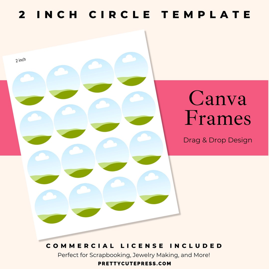 2" Circle Template Custom Canva Frame DIY Blank Round Collage Sheet for ...