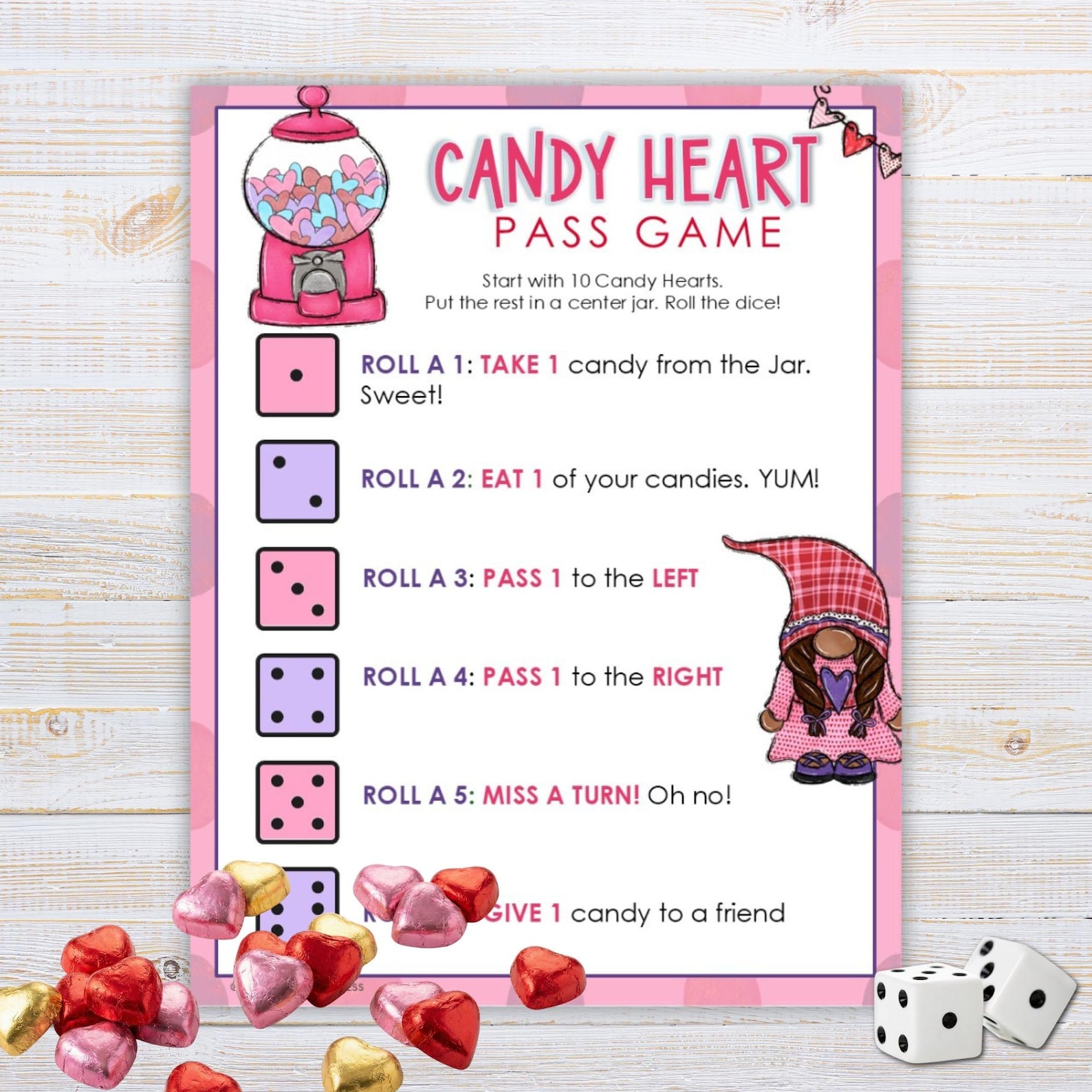 Candy Heart Dice Game, Easy Valentine's Day Party Activity Idea for ...