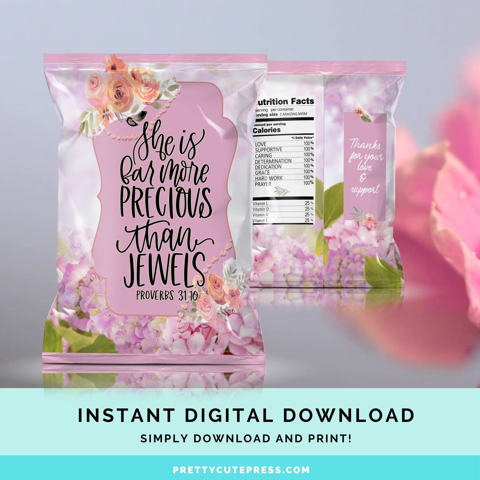 Proverbs 31 Adult Party Favor, Mother's Day Printable Chip Bag for ...