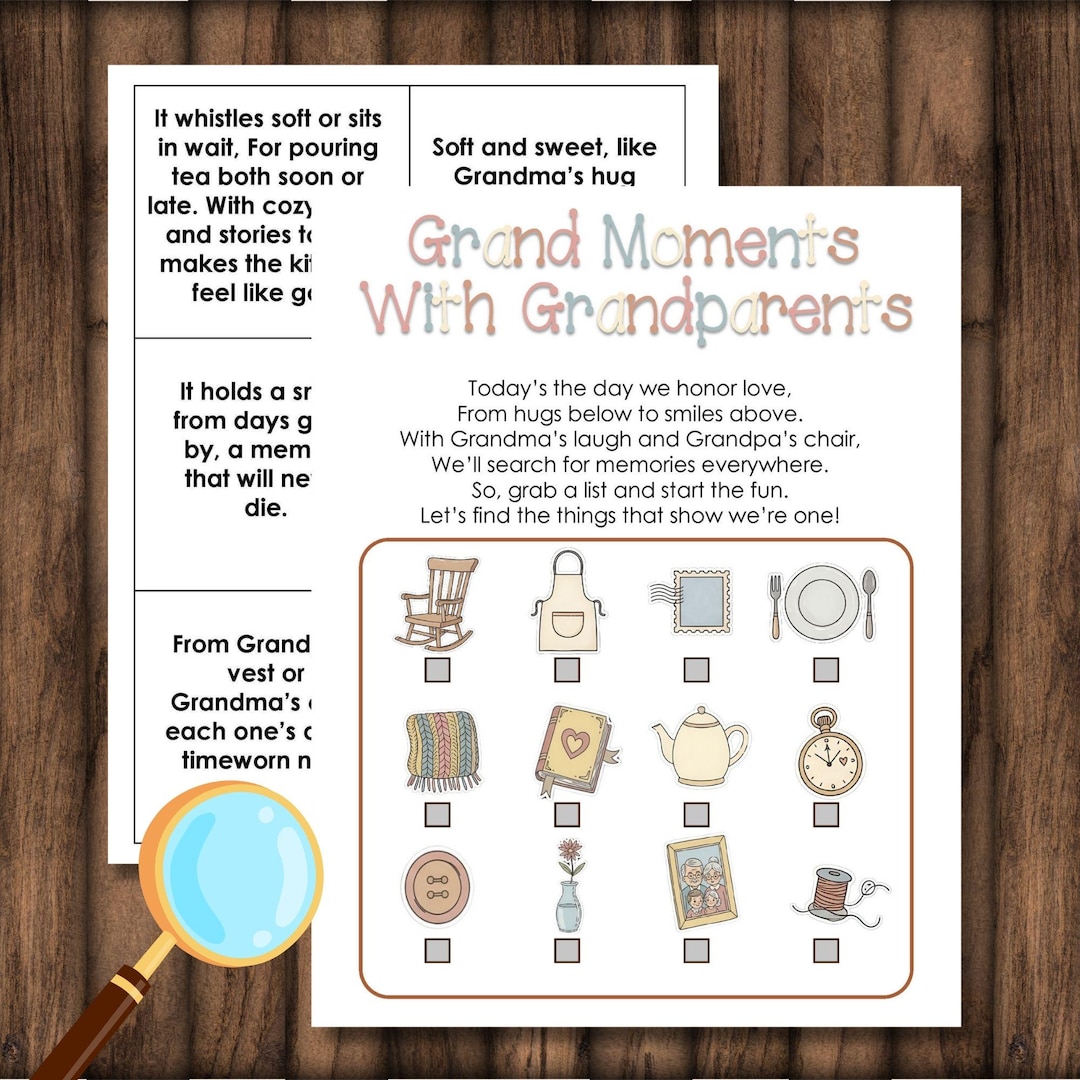 Grandparents Scavenger Hunt Printable Game | Interactive Family ...