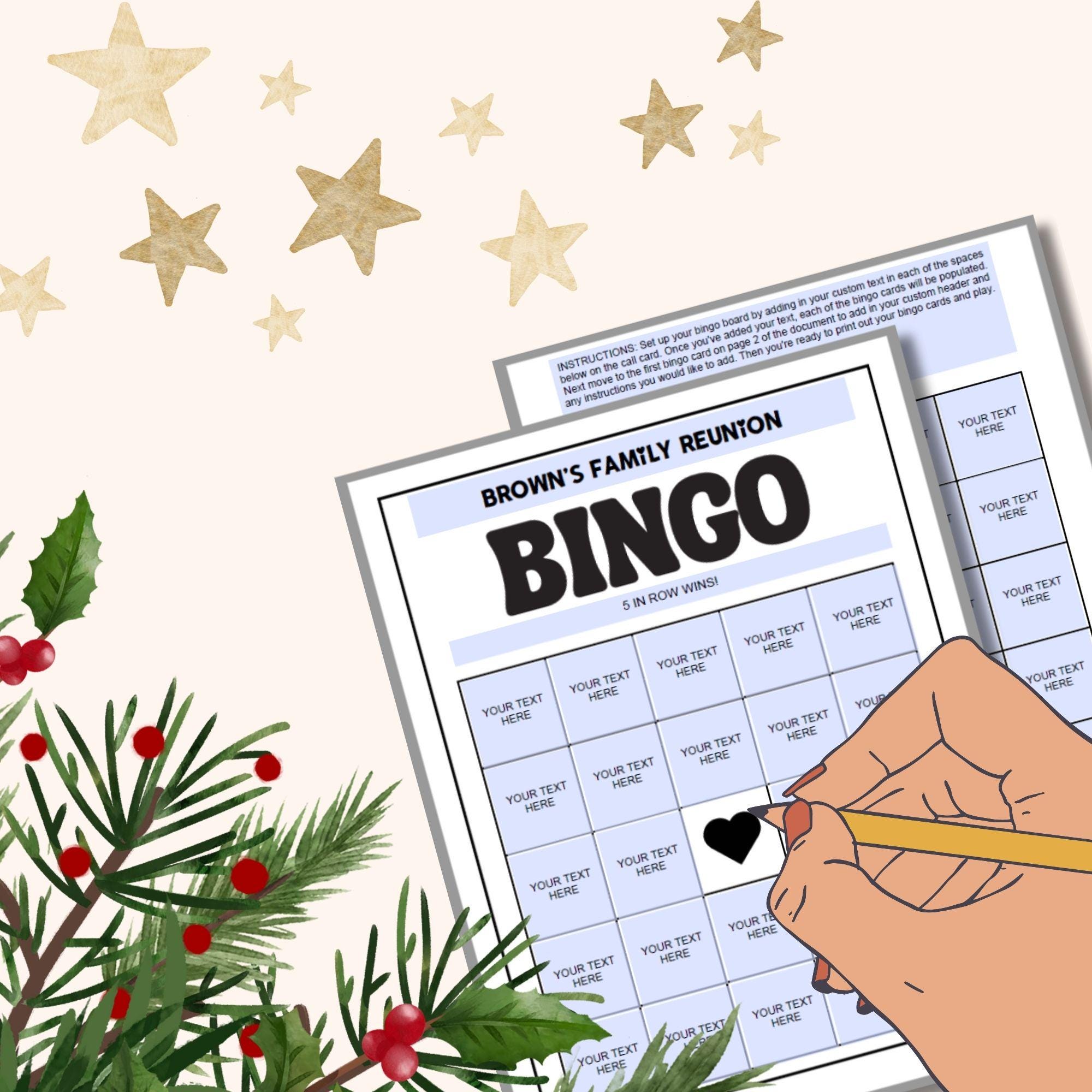 Blank Bingo Card Fillable Template for Creating DIY Custom Printable ...